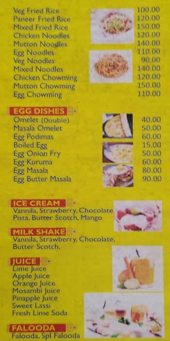 Menu at Hotel Khaja Empire, Chennai