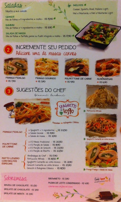 Menu at Spoleto restaurant, Salvador, 305 Loja 3012