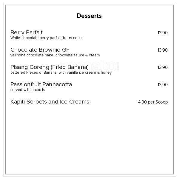 Menu at Caution Dining Lounge, Napier