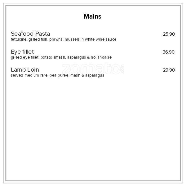 Menu at Caution Dining Lounge, Napier