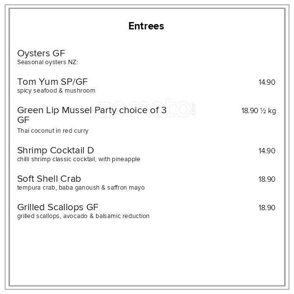 Menu at Caution Dining Lounge, Napier