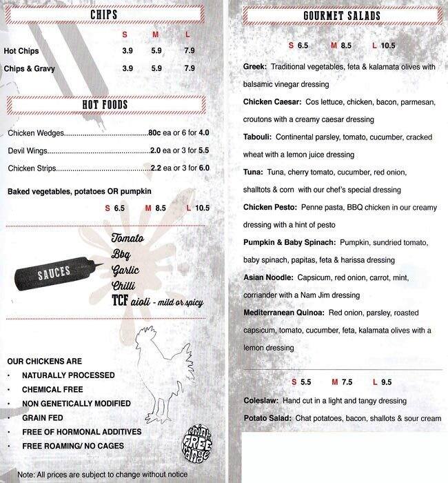 Menu at The Chook Fellas restaurant, Haberfield