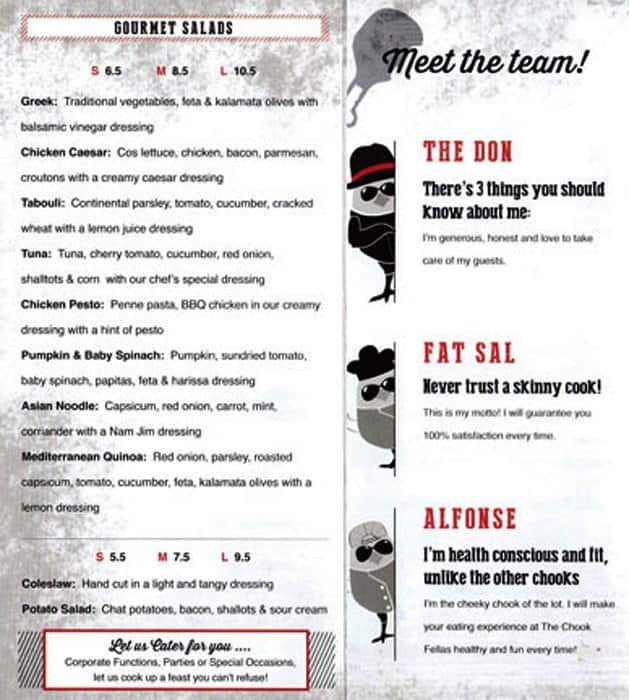 Menu at The Chook Fellas restaurant, Haberfield