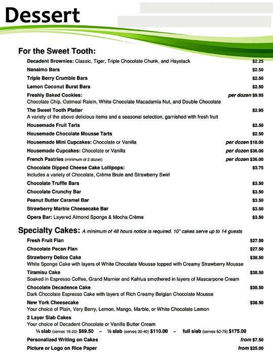 Menu at The Butler Did It Cafe, Vancouver