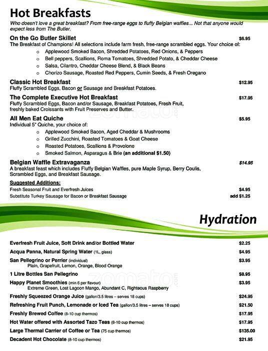 Menu at The Butler Did It Cafe, Vancouver