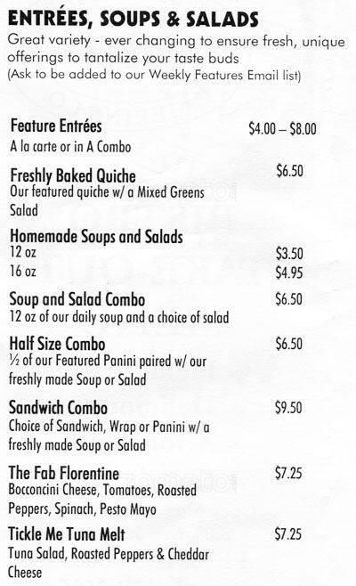 Menu au The Butler Did It Catering Co café, Vancouver