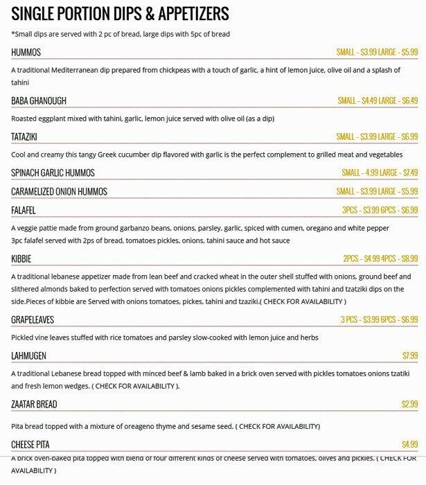 Aladdin Mediterranean Cuisine Menu - Urbanspoon/Zomato