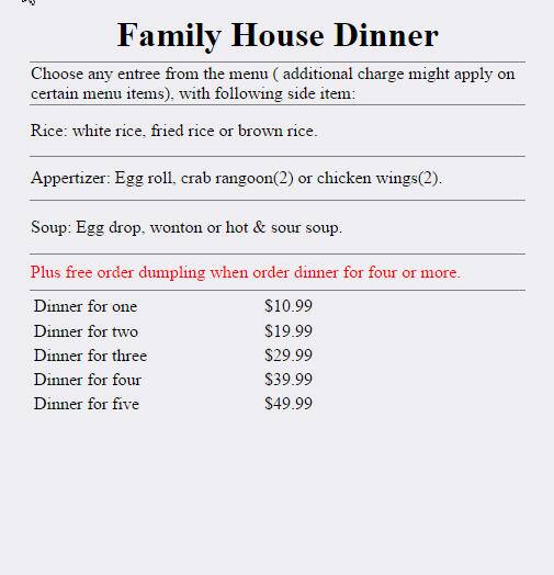 Menu at Asian King restaurant, Beavercreek