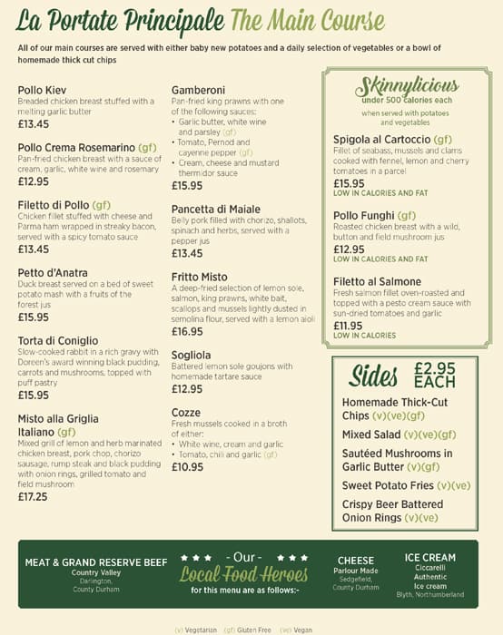 Menu at The Italian Farmhouse restaurant, Houghton le Spring