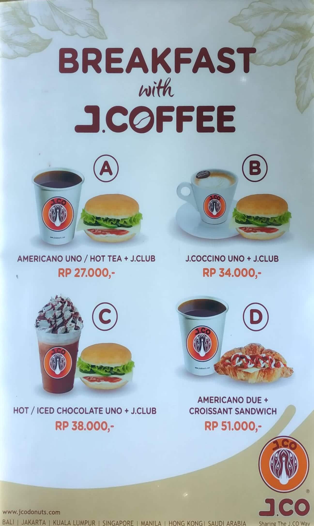 Menu at J.CO Donuts & Coffee cafe, Bandung