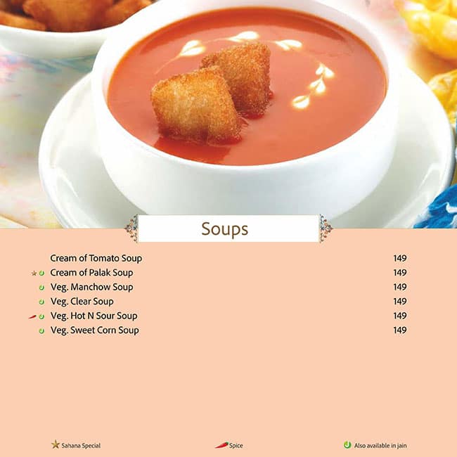 Menu of Sahana Veg Restaurant, Camp Area, Pune