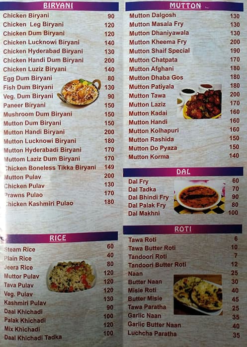 Menu at Baba Hotel & Lunch Home, Mumbai