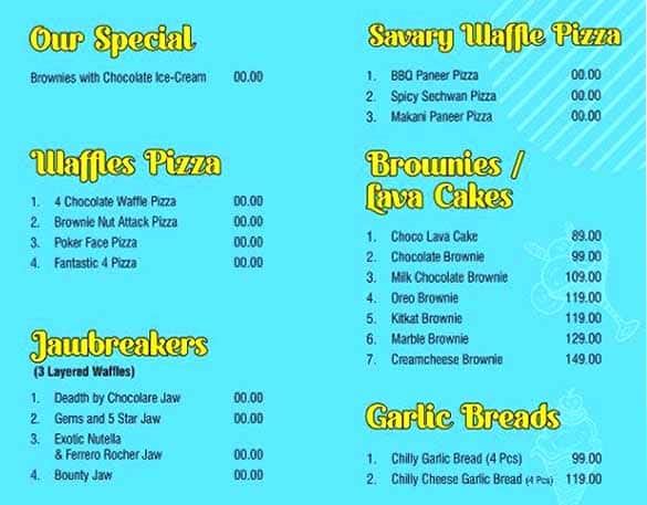 Menu at Ice Frost Dessert Café, Hyderabad