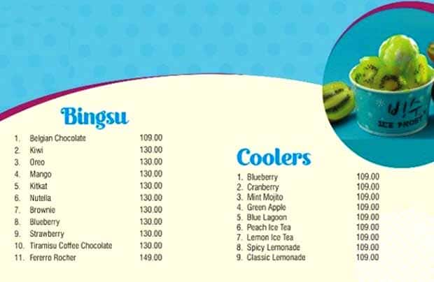 Menu at Ice Frost Dessert Café, Hyderabad