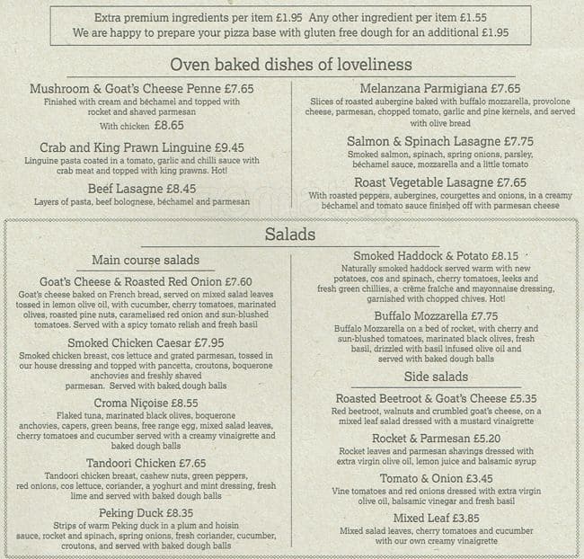 Menu at Croma Prestwich restaurant, Prestwich, 30 Longfield Centre