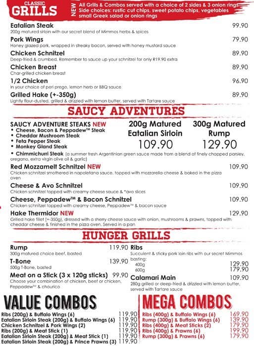 Menu at Mimmos Mall@Reds restaurant, Centurion, 5