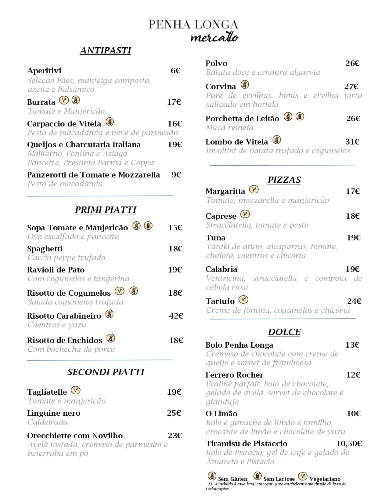 Menu em Penha Longa Mercatto restaurante, Sintra