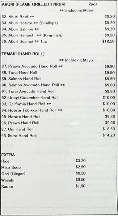 Menu at Sakura Japanese Restaurant Runcorn, Runcorn