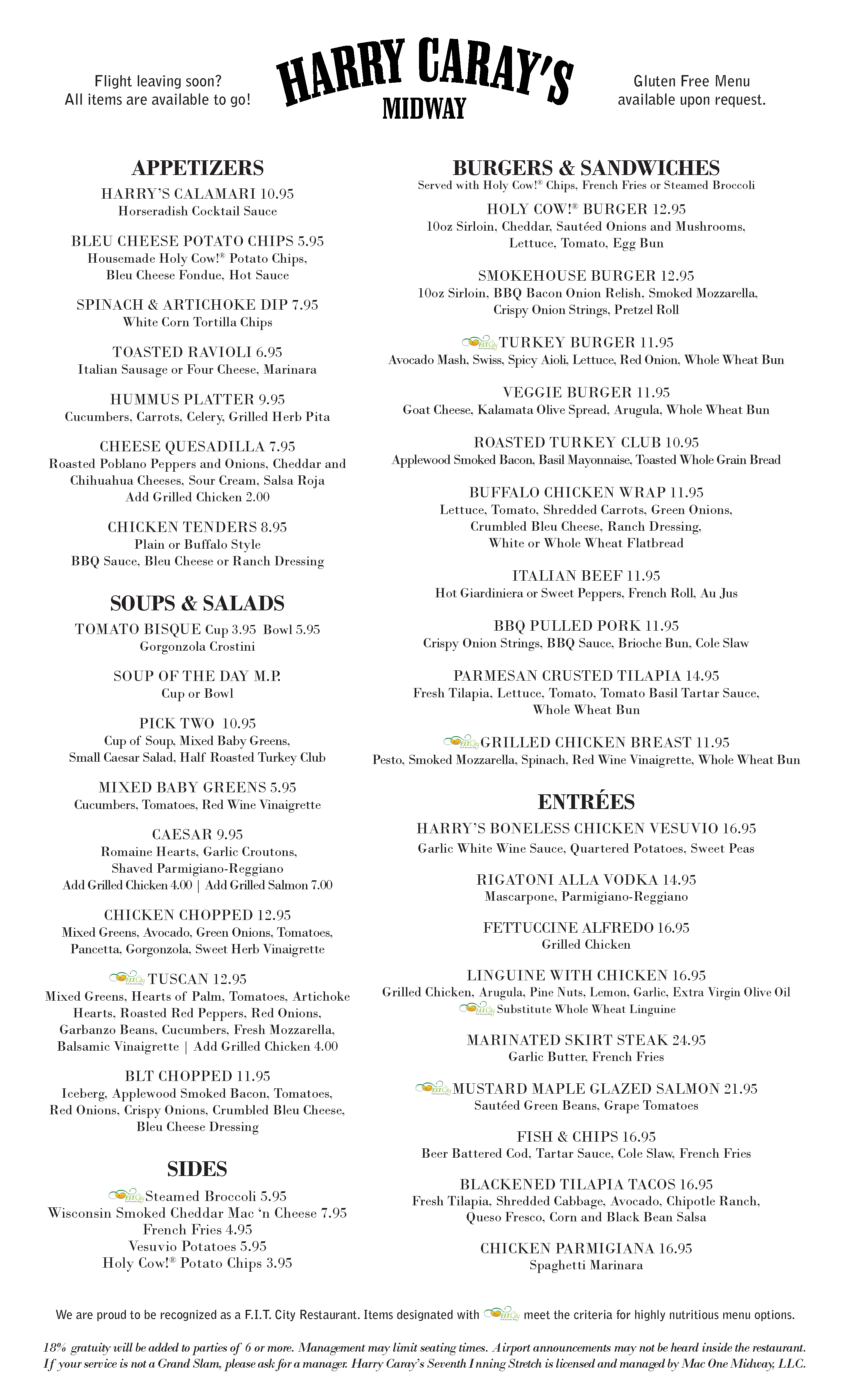 Menu at Harry Caray's desserts, Chicago, S Cicero Ave