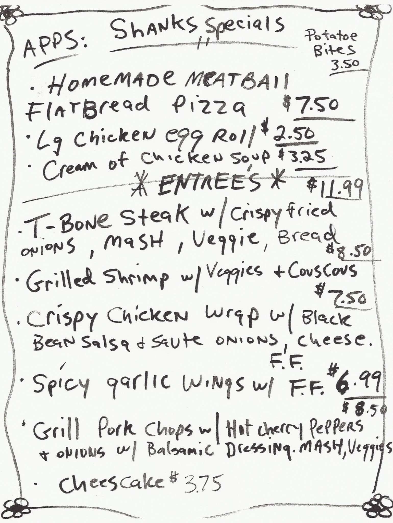 Menu at Shanks Town Tavern pub & bar, Cooper City