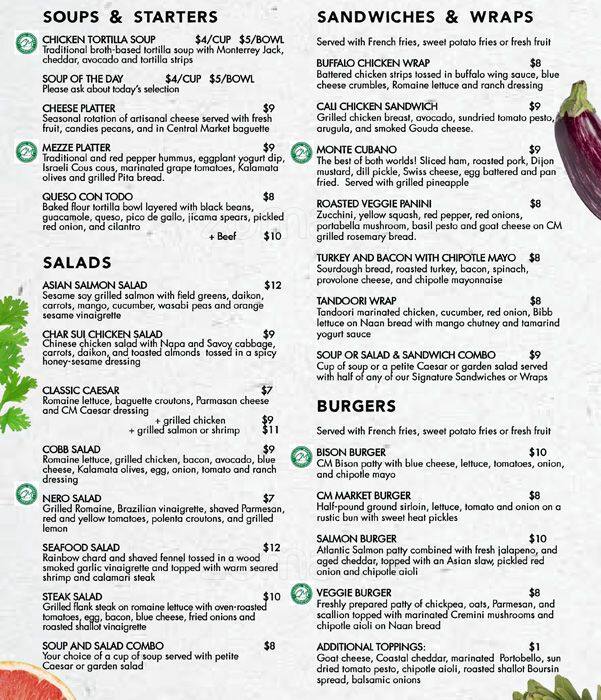 Menu at Central Market cafe, Dallas, E Lovers Ln