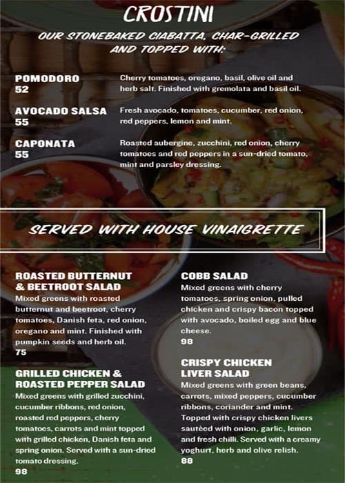 Menu at PRIMI restaurant, Bloemfontein, Shop 612