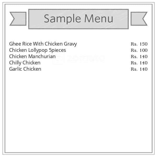 Menu at 96 CAFE, Chennai