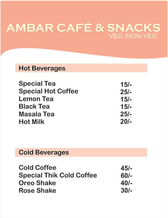 Menu of Ambar Cafe & Snacks, Karve Nagar, Pune
