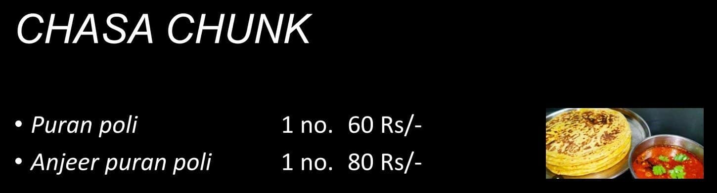 Menu of Chasa Chunk, Ravet, Pune