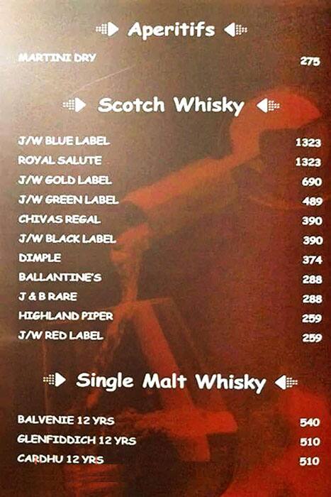 Menu of Bourbon Street, Sector 8, Gurgaon