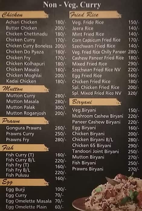 Menu of Akshaya Restaurant, Dondaparithy, Vizag
