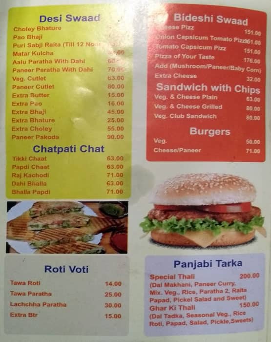 Menu of Harilal's, Kidwaipuri, Patna