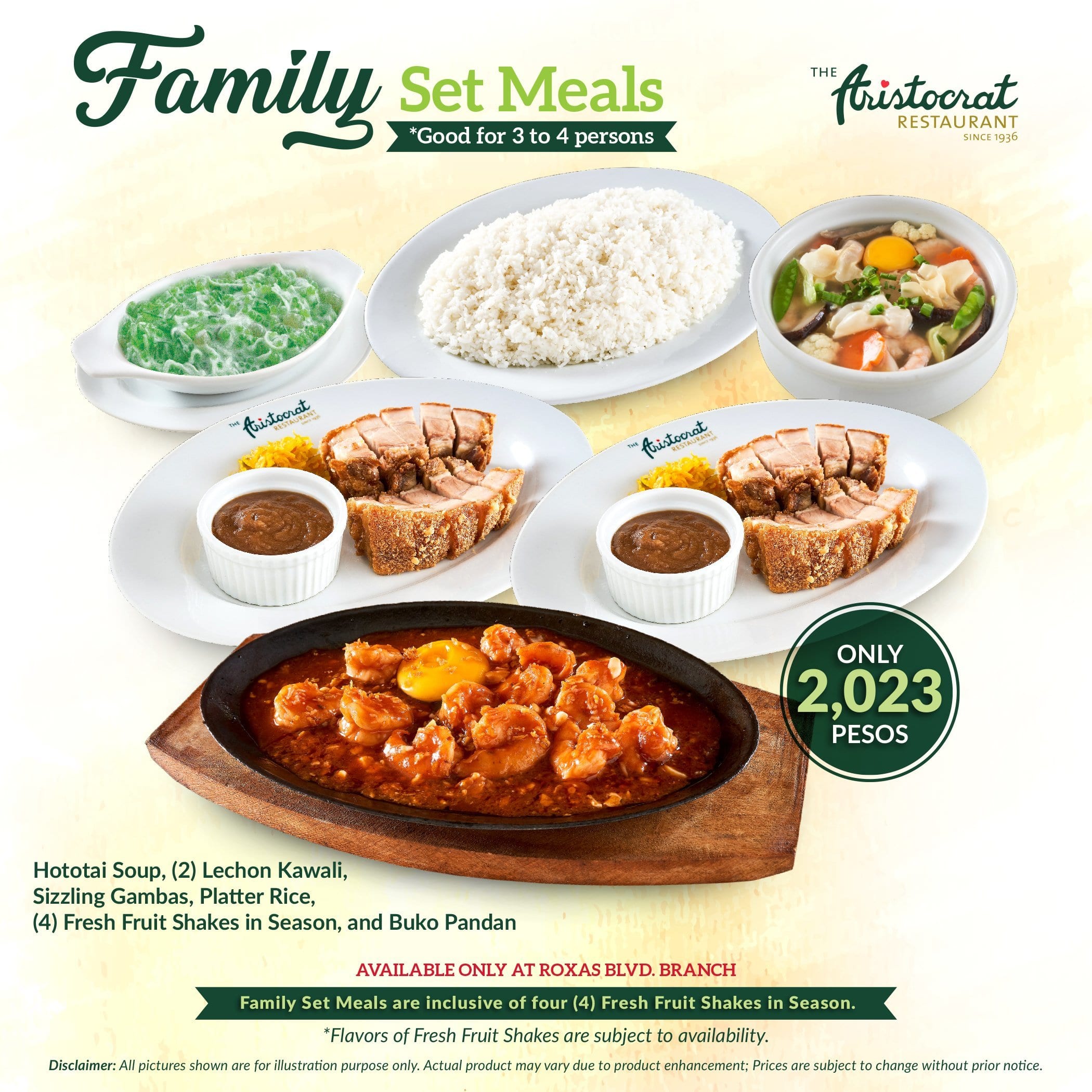 Menu at The Aristocrat Restaurant, Manila, 4th Level