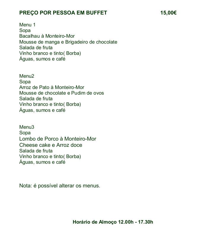 Menu em Restaurante Monteiro-Mor - Museu do Traje, Lisboa