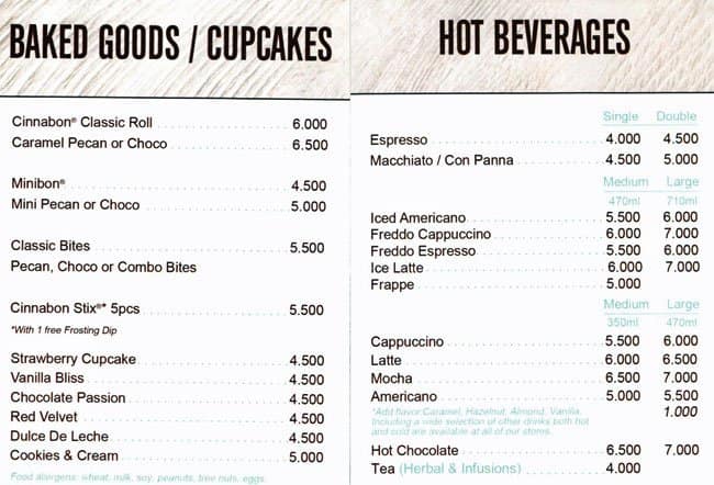 Cinnabon Menu, Menu for Cinnabon, Jnah, Beirut District - Zomato Lebanon