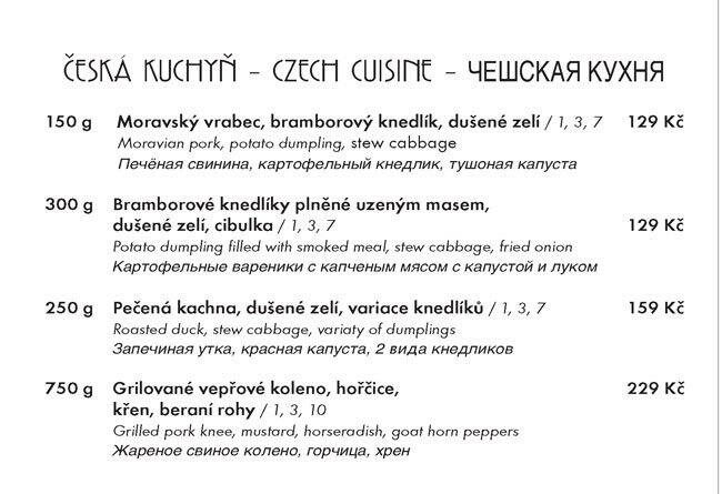Menu at Restaurace Altán restaurant, Prague, Troja CZ