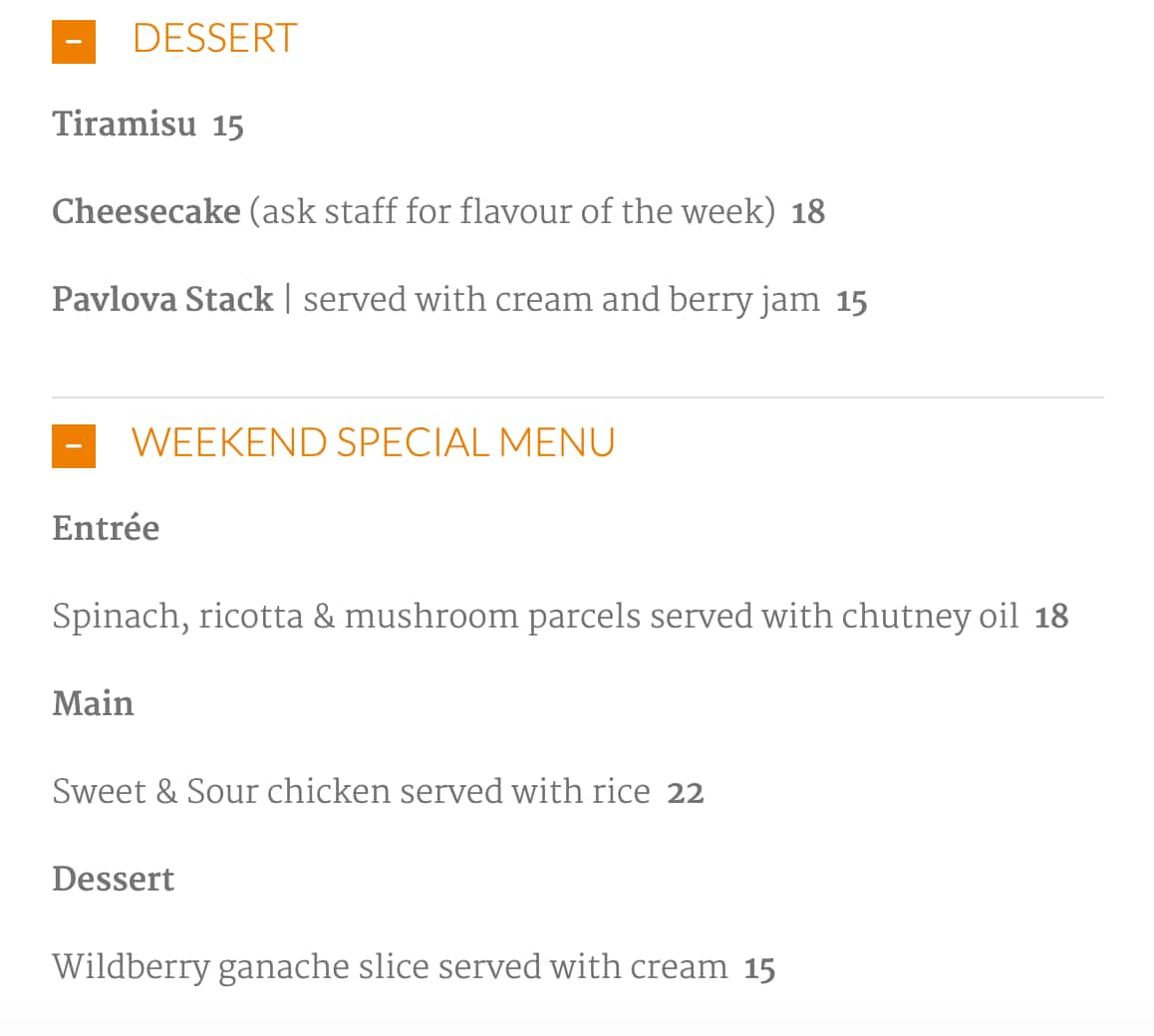 Menu at Alexandra Hotel pub & bar, Leura