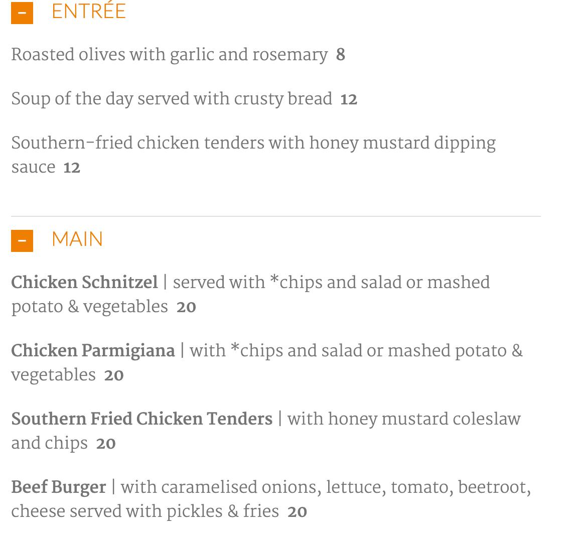 Menu at Alexandra Hotel pub & bar, Leura