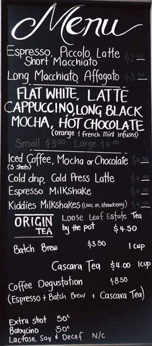 Menu at Neli Coffee restaurant, Clontarf