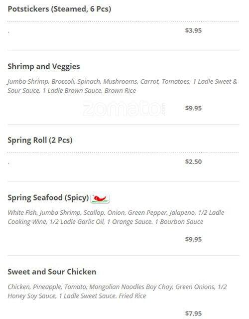 Menu at Wacky Mongolian Grill & Bbq, Houston, 134 Vintage Park Blvd