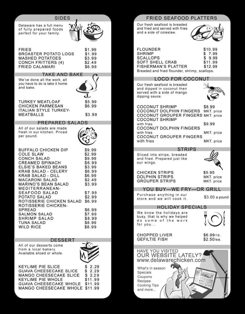 Menu at Delaware Chicken Farm & Seafood Market restaurant, Hollywood, FL-7