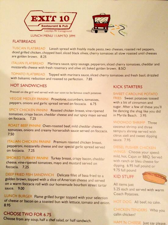 Exit 10 Menu, Menu for Exit 10, Seffner, Tampa Bay - Urbanspoon/Zomato