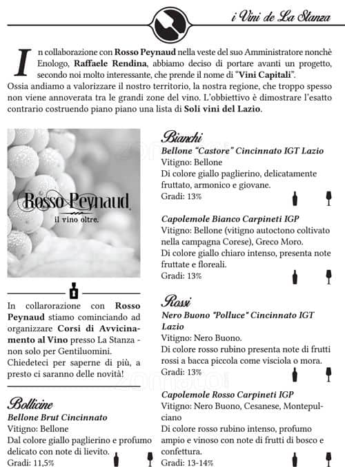 Menu at La Stanza - non solo per gentiluomini - pub & bar, Rome