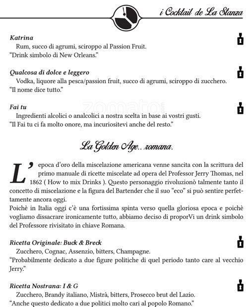 Menu at La Stanza - non solo per gentiluomini - pub & bar, Rome