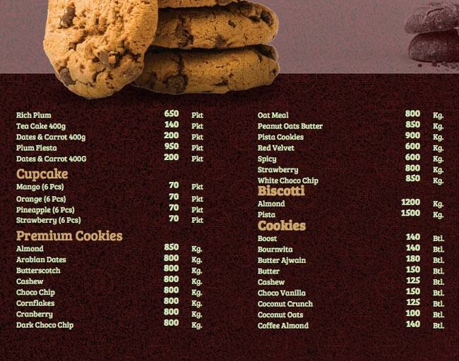 Menu at let’s EAT. bakers, Ernakulam