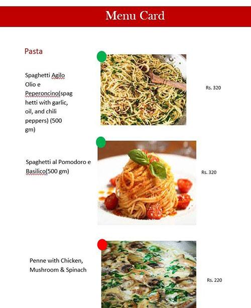 Menu at Fresca, Bengaluru