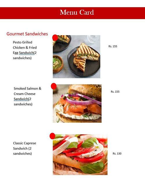 Menu at Fresca, Bengaluru