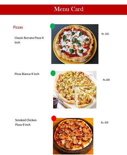 Menu at Fresca, Bengaluru