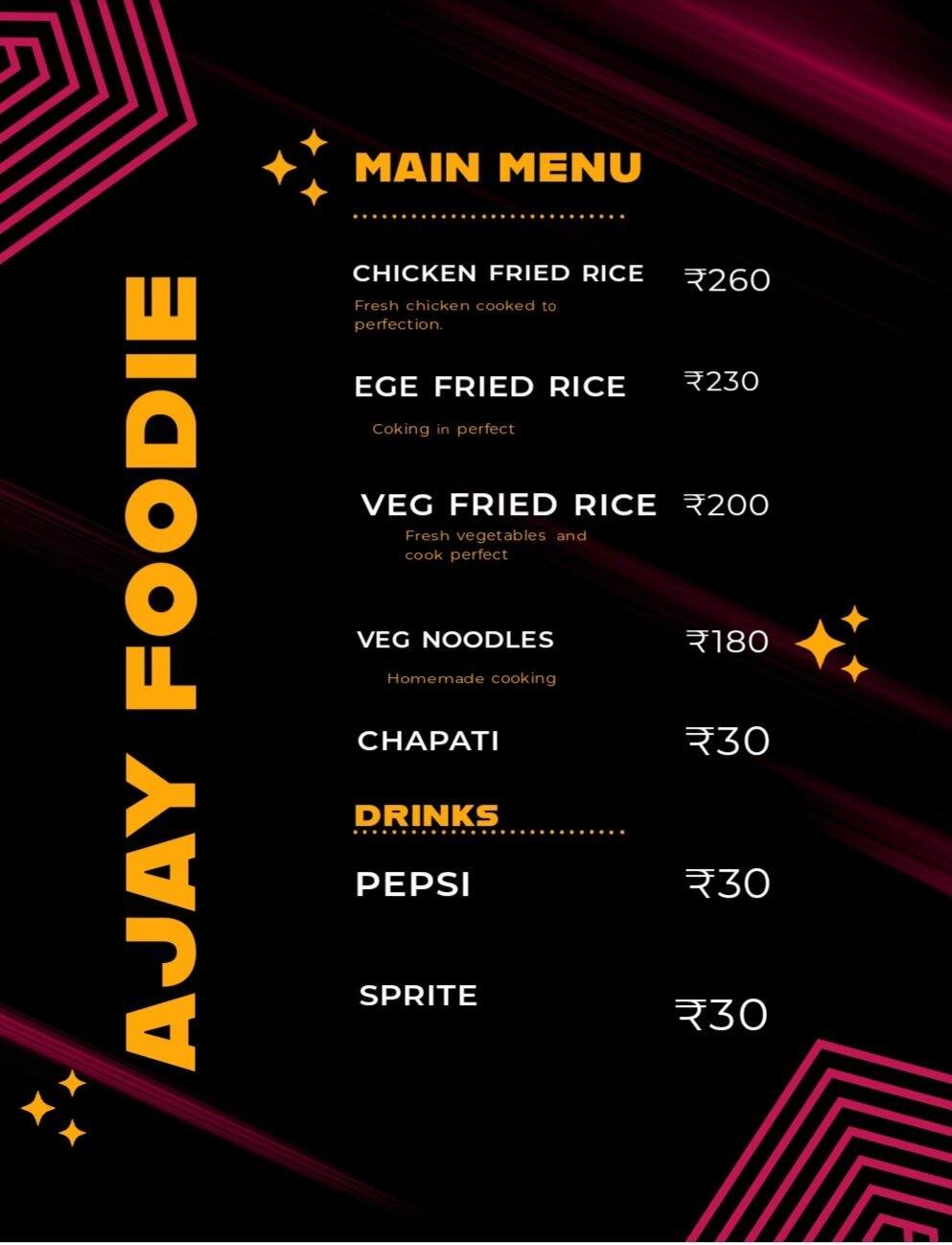 Menu of Ajay Foodie, Pallavaram, Chennai
