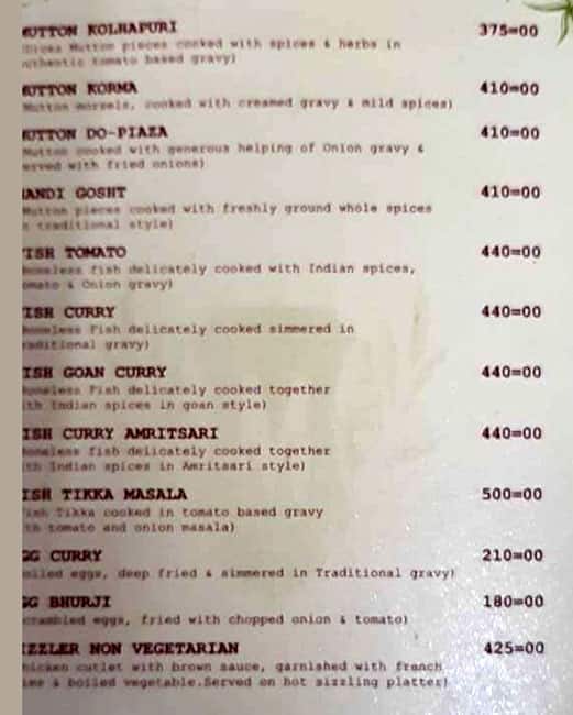 Menu at The Mark Restaurant, Bhopal